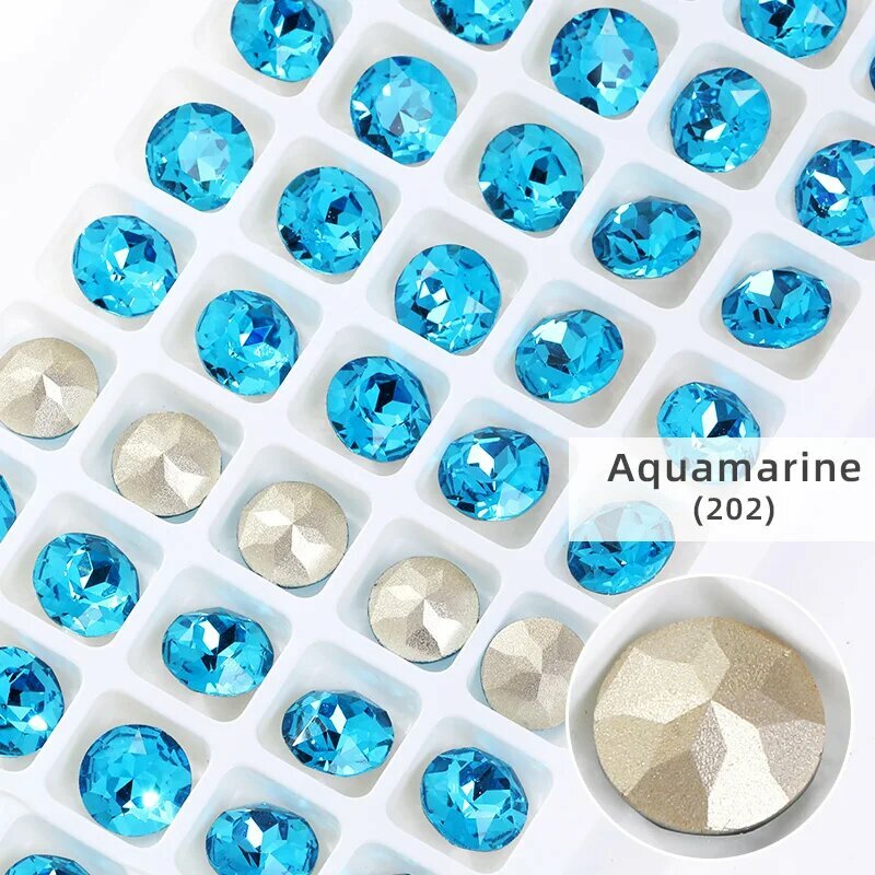 Стразы стеклянные бирюзовые Aquamarine 8 мм, 20 шт