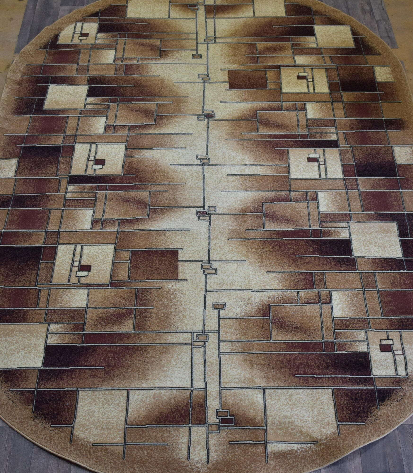 Ковер овальный на пол в комнату, гостинную, зал, Фаворит, 4203, коричневый, 3*5 м уценка!!!