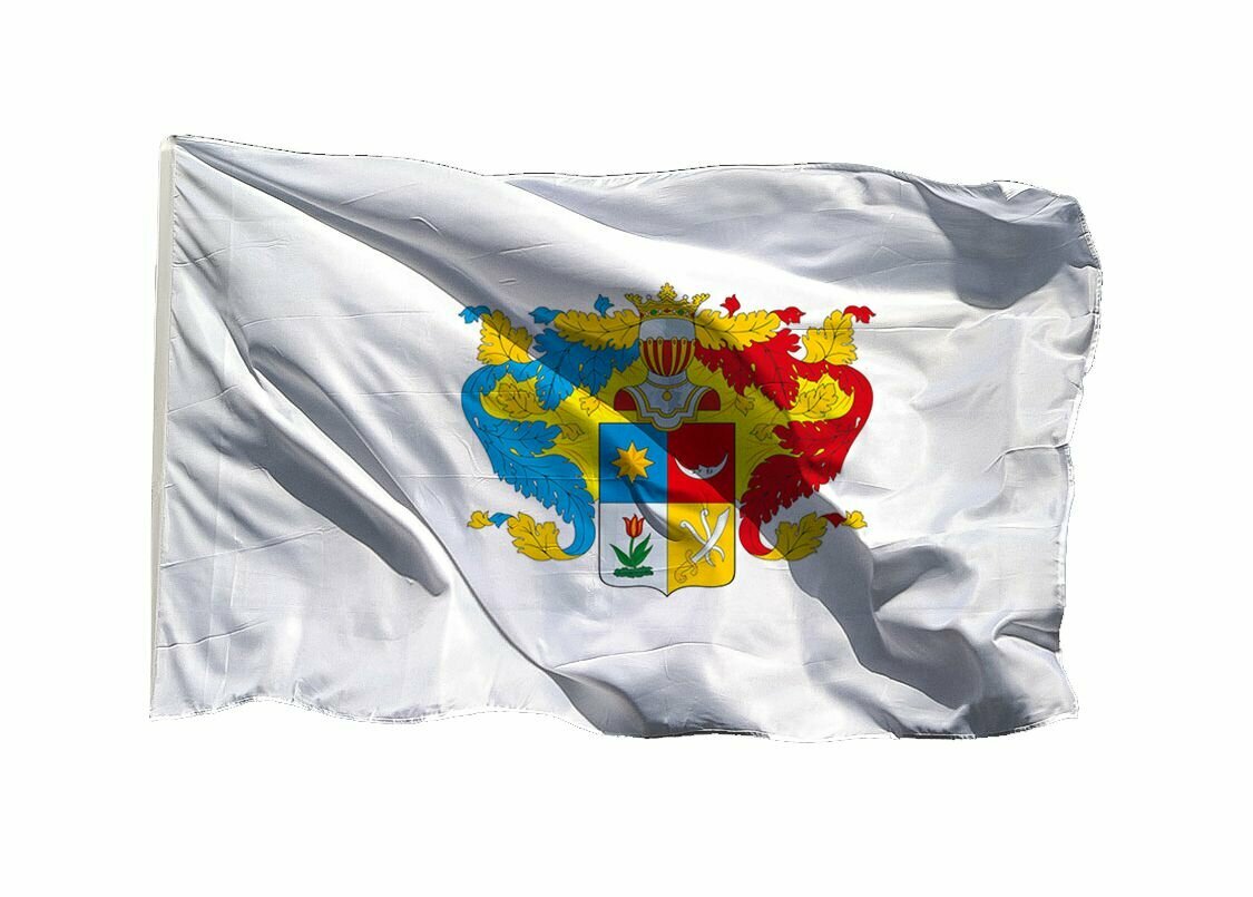 Флаг с гербом Рода Крюковых, 90х135 см на шёлке для ручного древка