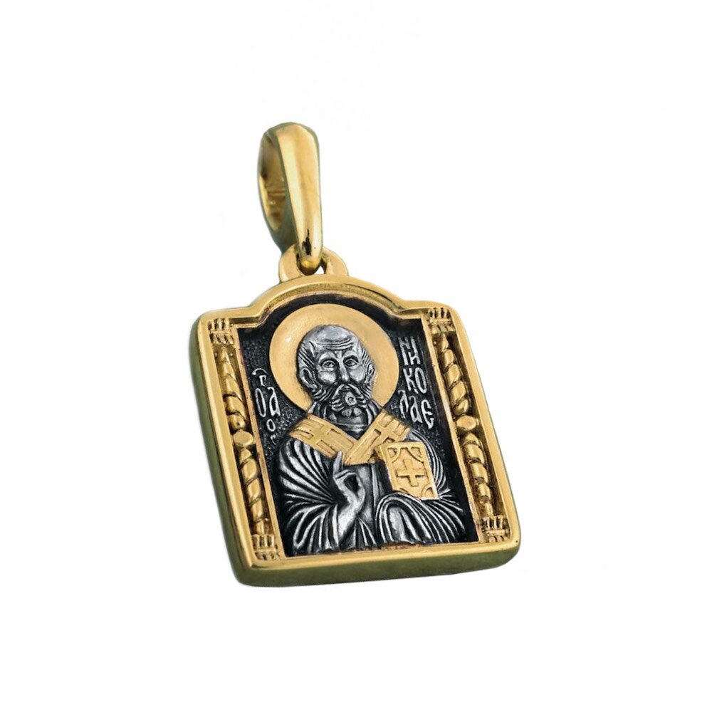 Иконка, серебро, 925 проба, золочение, чернение