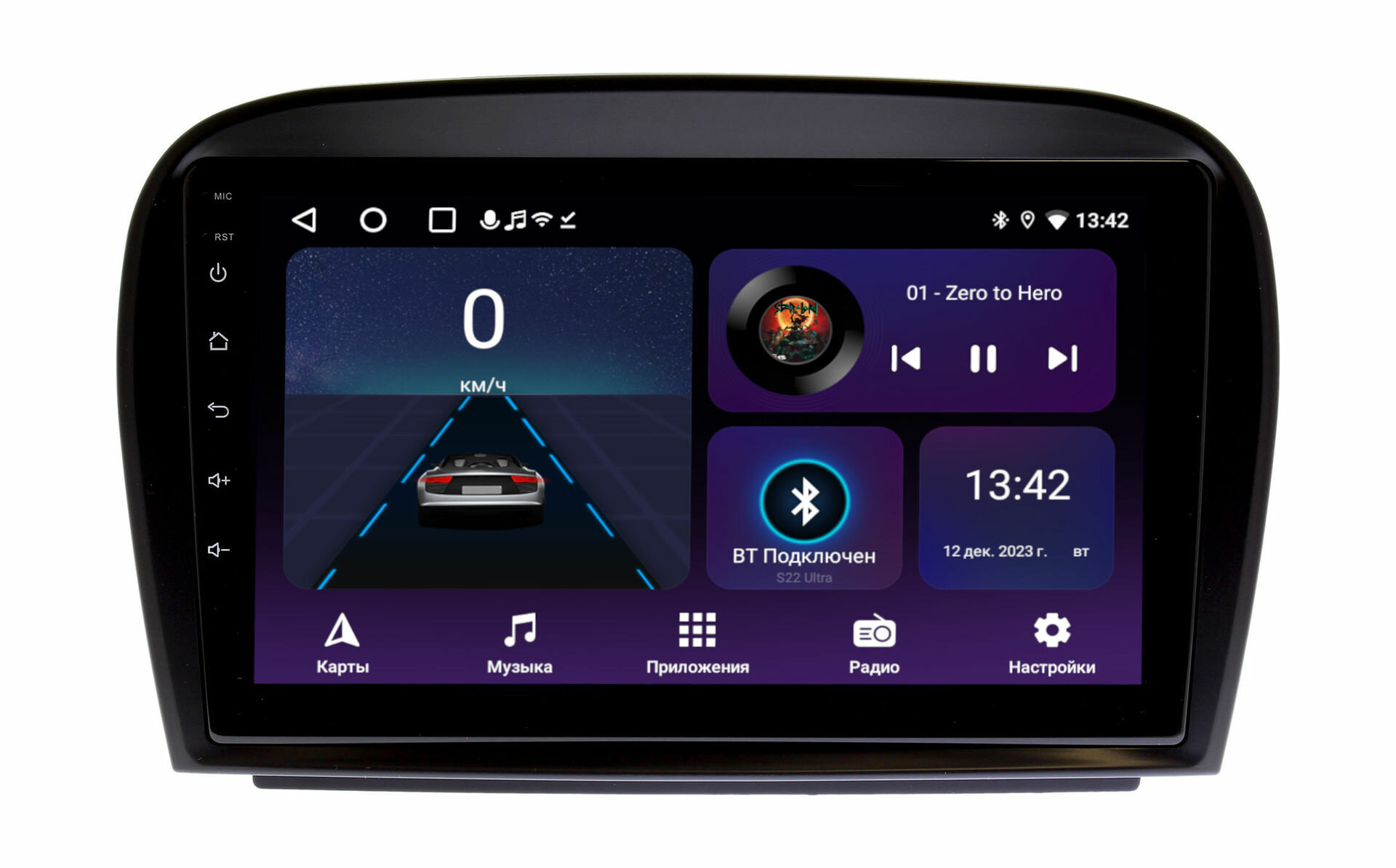 Магнитола Mercedes-Benz SL-class (R230) 2001-2011 / 9 дюймов, 2/64GB, 4 ядра, Wi-Fi, Android 9 / Wide Media