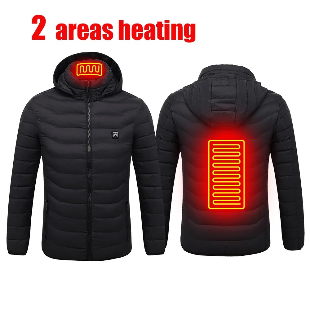 Теплая куртка с подогревом XXXL, 2 зоны, черная