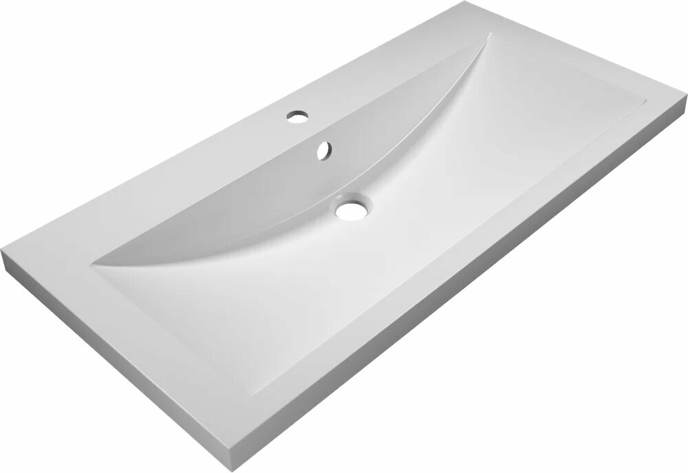 Мебельная раковина Florentina Анита 100 из литьевого мрамора, раковина для ванной, со сливом-переливом, белая, прямоугольная