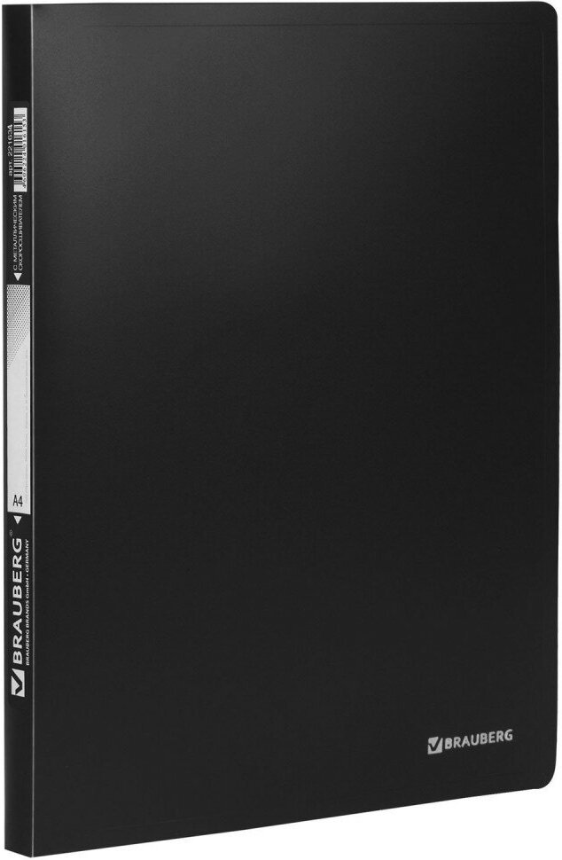 Папка с металлическим скоросшивателем BRAUBERG стандарт, черная, до 100 листов, 0,6 мм, 221634, 1 шт