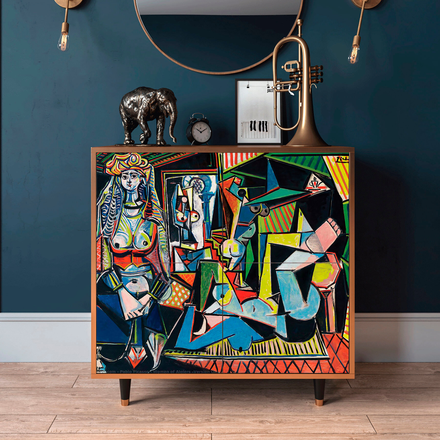 Комод - STORYZ - BS3 Women of Algiers by Pablo Picasso, Размер - 94 x 96 x 48 см, Цвет корпуса - Орех