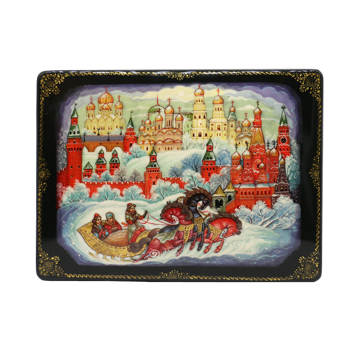 Шкатулка Холуй Морозное утро, прямоугольник, авт. Ковалев И.