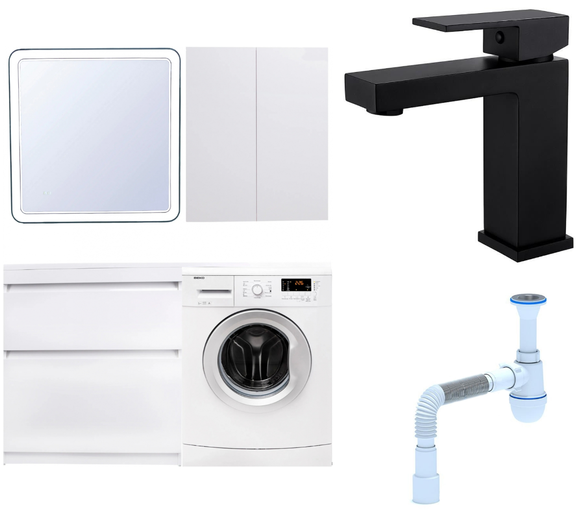 Комплект: Мебель для ванной Style Line Даллас 140 Люкс + Смеситель Haiba HB10803-7 + Сифон АниПласт 140947 + HB10803-7 + C2015xrv