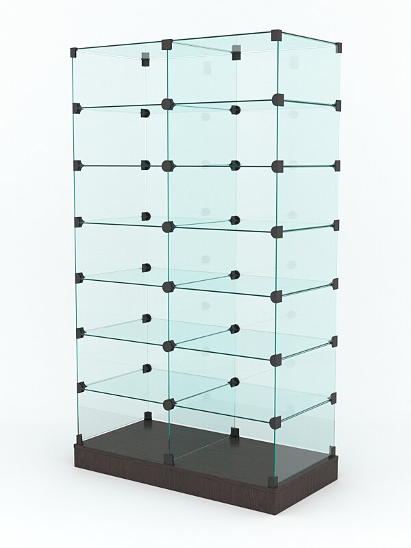 Витрина стеклянная "КУБ" №10 (без дверок, передняя стенка - стекло), Дуб Венге