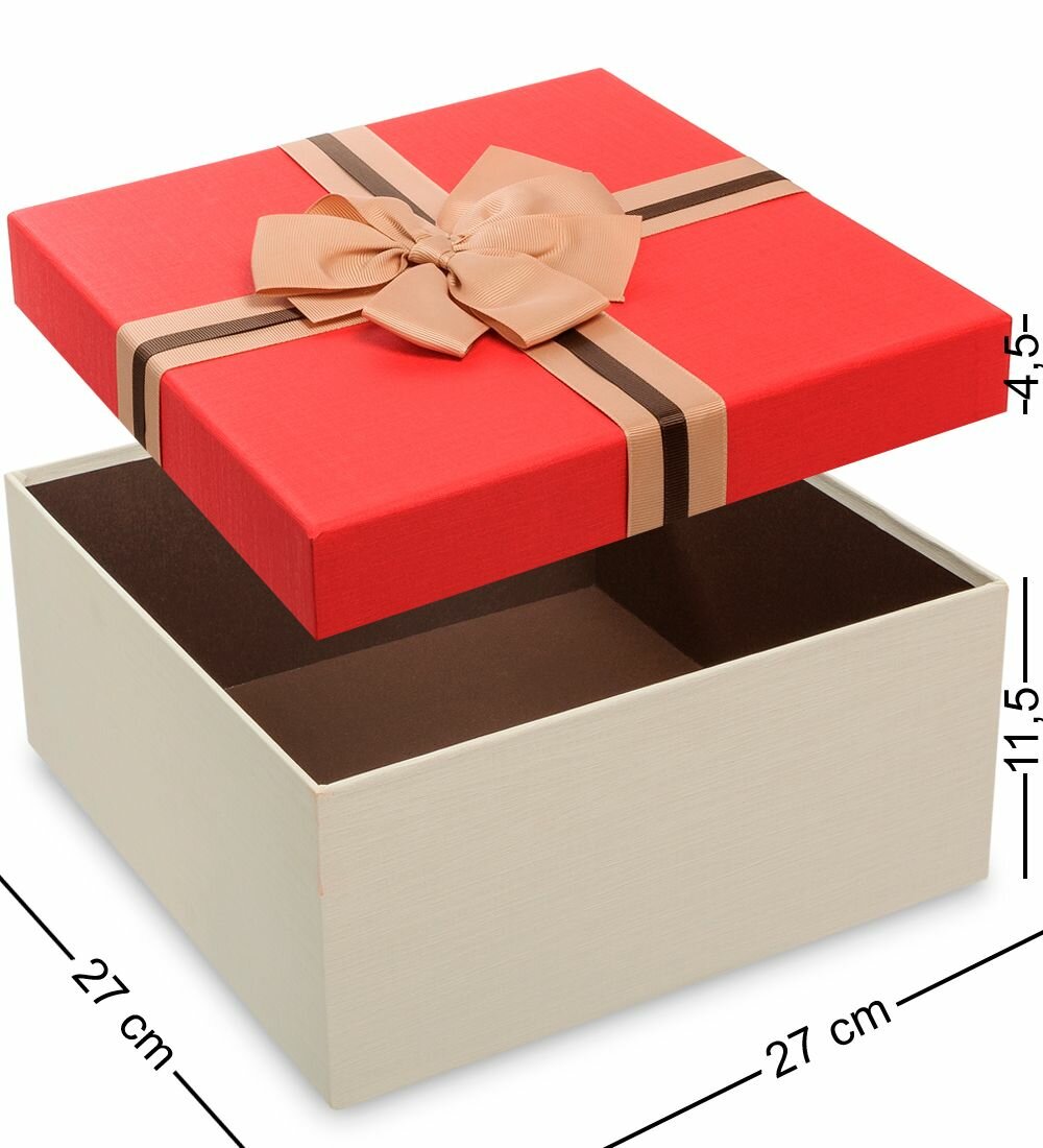 Коробка Квадрат цв. беж./красн.