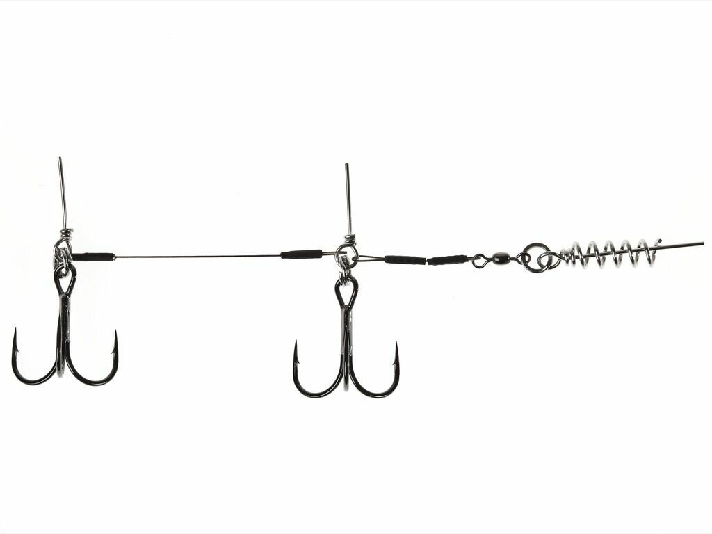 Оснастка стальная Lucky John STINGER SSW 1х7 3,5+8,0cm, оснащенная тройником №02/0 1шт. поводки для рыбалки