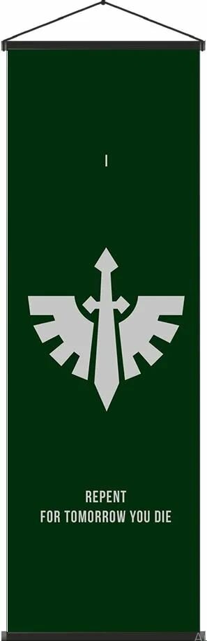 Вертикальный штандарт флаг легиона Тёмные Ангелы Космодесант Астартес Warhammer 40000, шёлк, 50х150 см