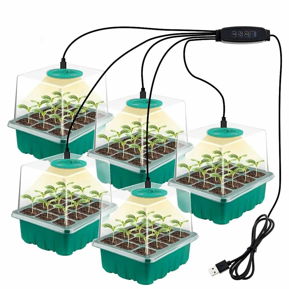 5 шт, лотки для семян растений с подсветкой для выращивания, 12 отверстий на лоток, светильники для детских горшков для домашних растений, теплицы, лотки для выращивания
