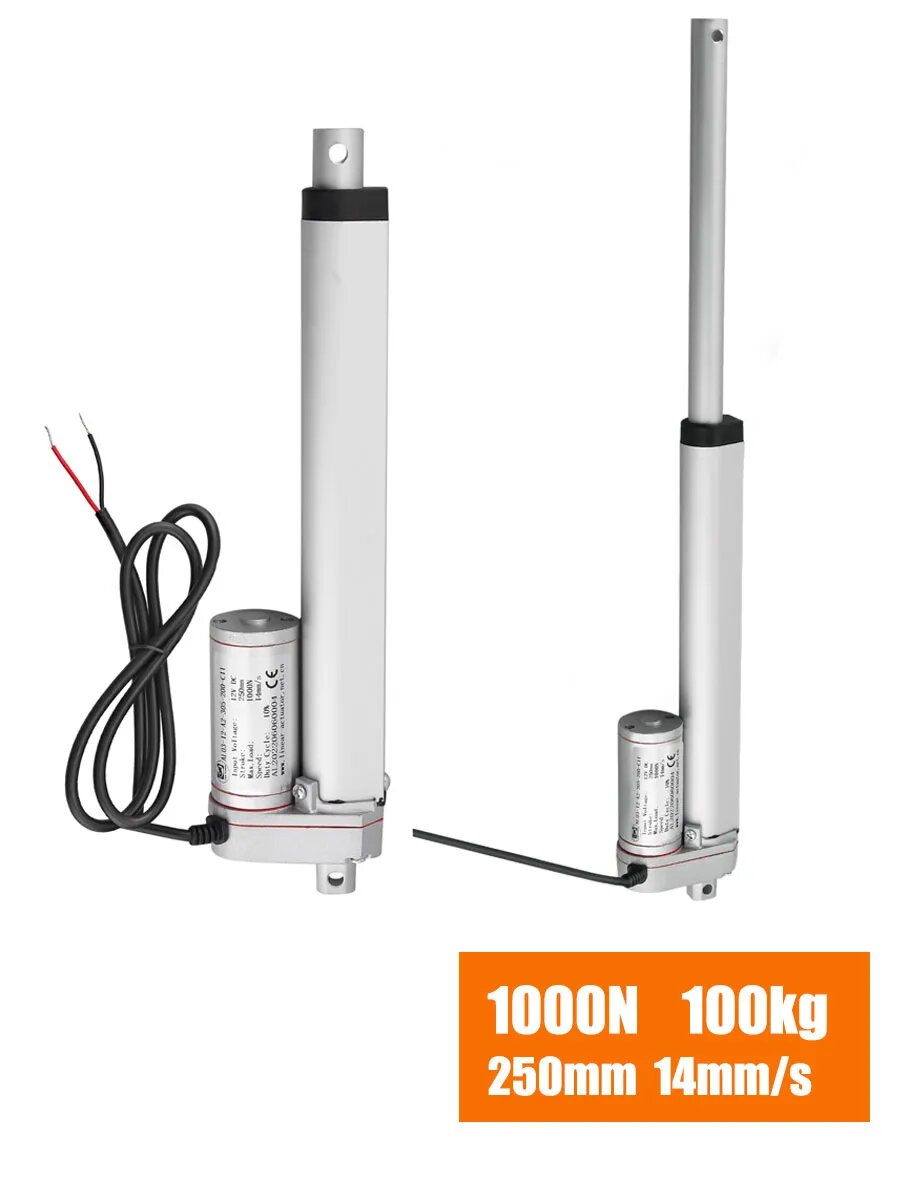 2 шт. Линейный привод 100 кг скорость 14 мм/с, ход 25 см Линейный привод