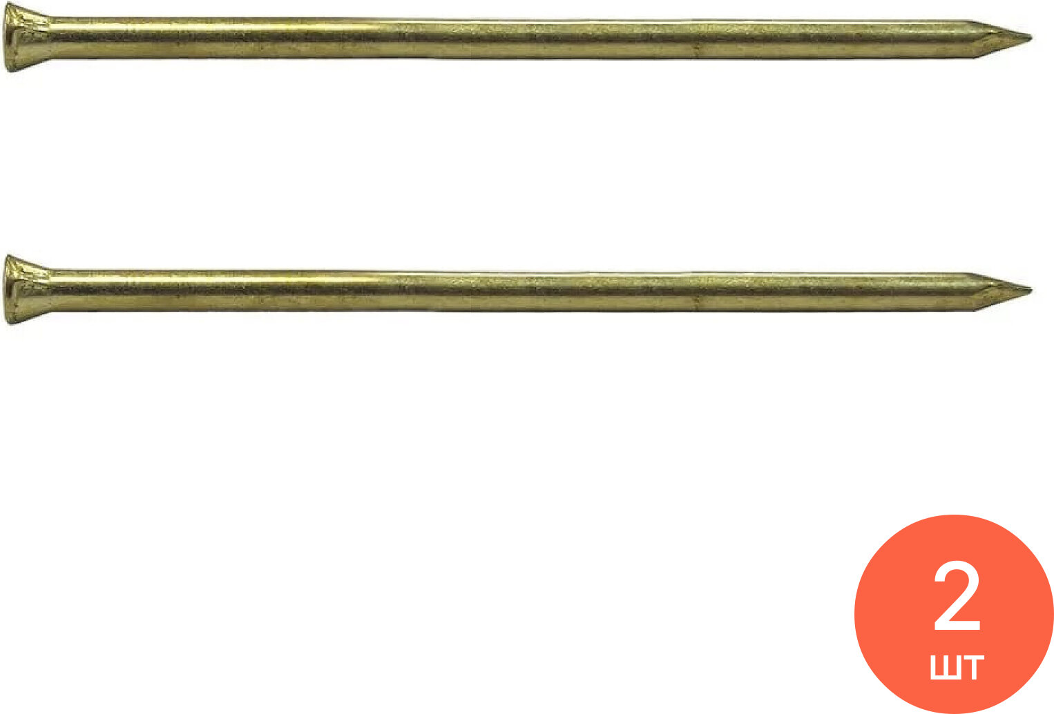 Гвозди финишные Стройбат латунированные, закаленные, стальные, 1.4×35мм, 20шт. / крепеж и фурнитура (комплект из 2 шт)