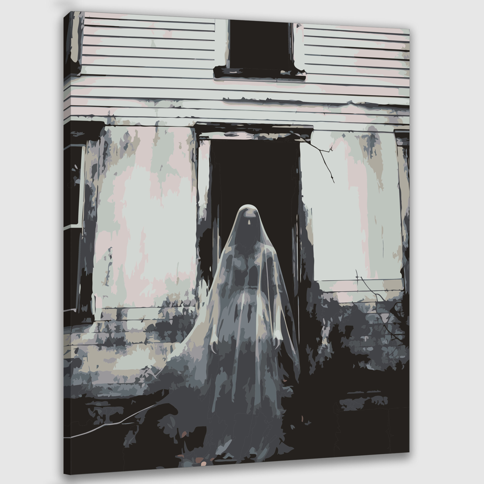 Картина по номерам 40x50 см, черно-белая фотография, девушка, ореол таинственности, лицо, прозрачная вуаль