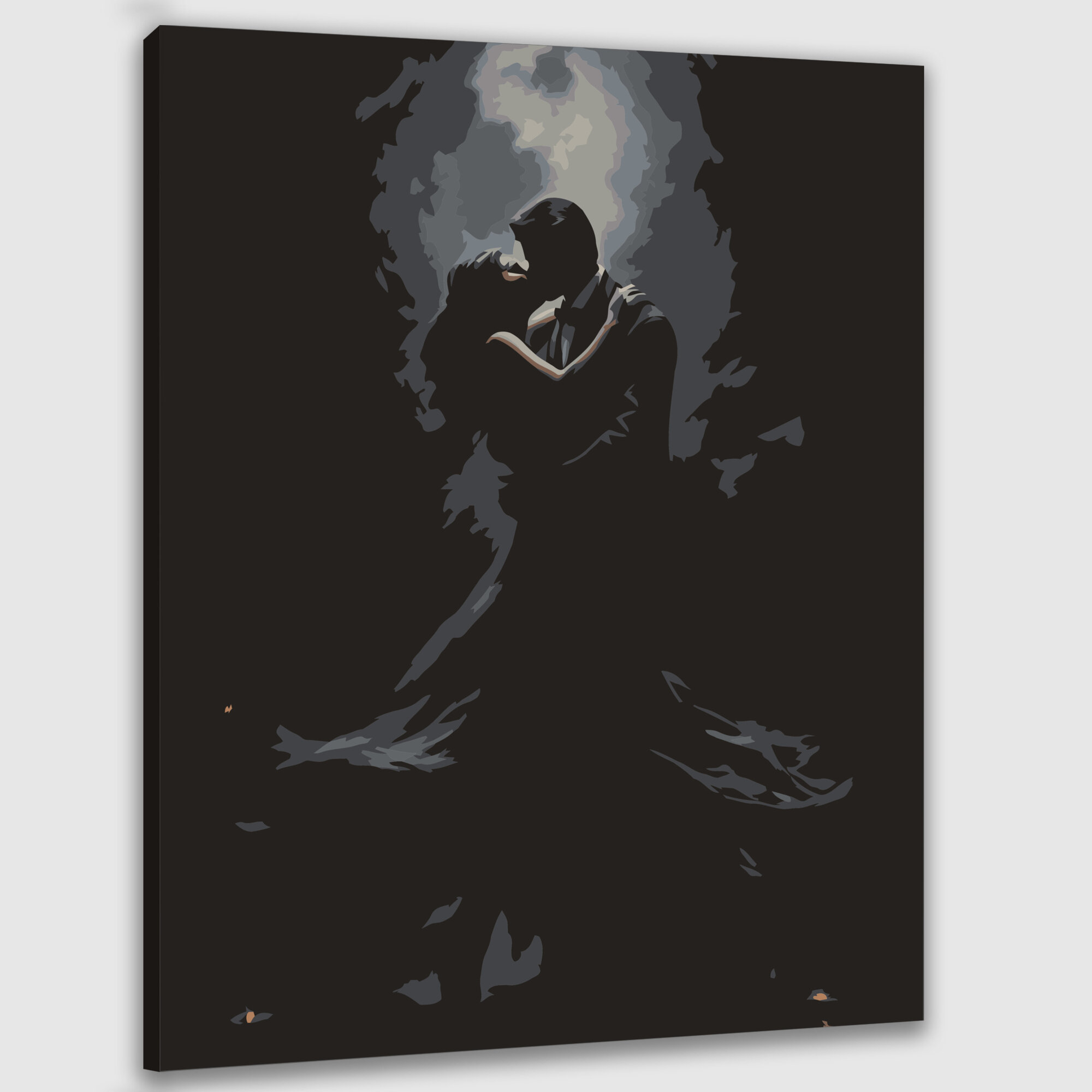 Картина по номерам 40x50 см, картина, масло, пара, танец, луна, темнота, объятие, звезды, свет, плавность, элегантность