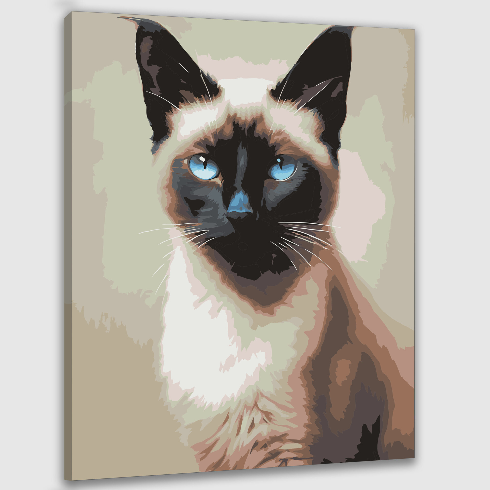 Картина по номерам 40x50 см, картина, масло, сущность, сиамский кот, голубые глаза, секреты, свет и тени, глубина