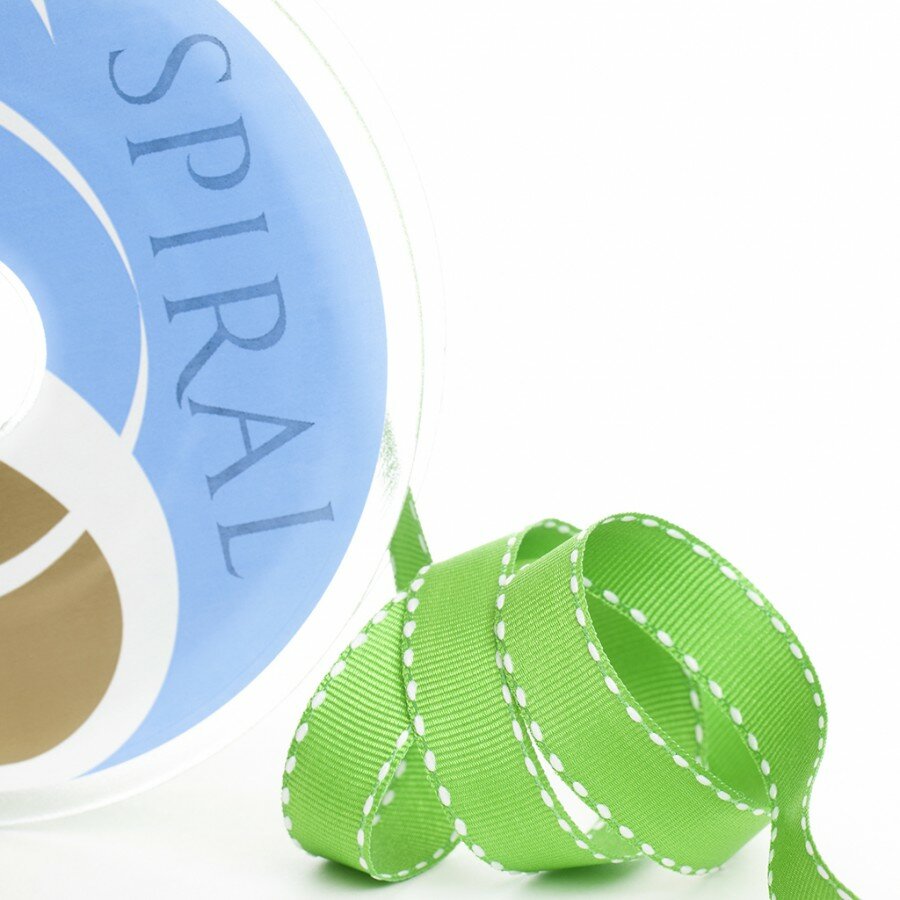 Лента репсовая SAFISA с прострочкой, 10 мм, 25 м, цвет 62, зеленый