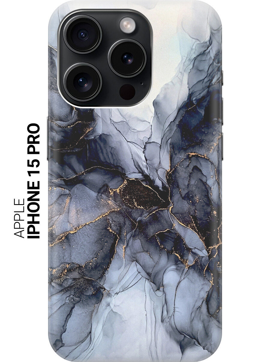 Силиконовый чехол на Apple iPhone 15 Pro / Эпл Айфон 15 Про с рисунком "Черно-белый мрамор"