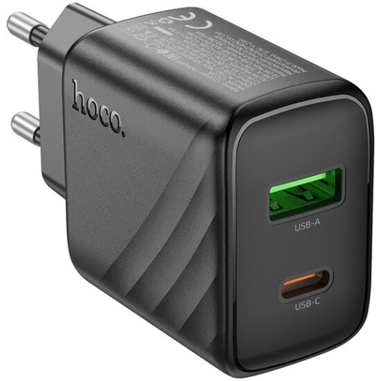 Зарядное устройство Hoco 30Вт, 3А, QC3.0/PD, 1хUSB, 1хType-C, CS23A, черный (6942007609944)