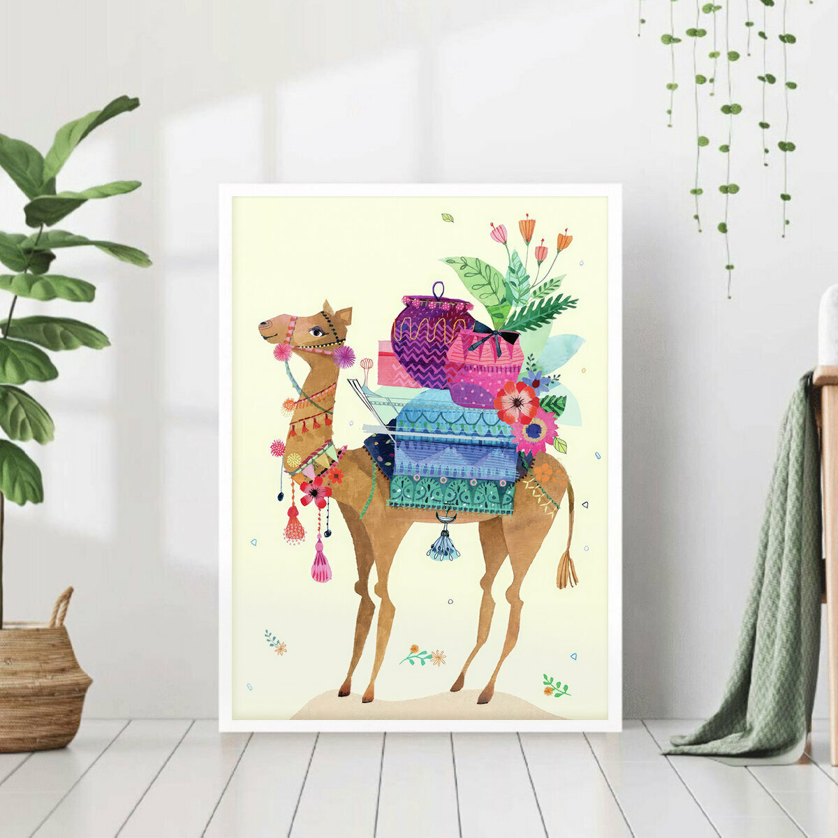 Постер "Верблюд" 40x50 в белой рамке на стену для интерьера