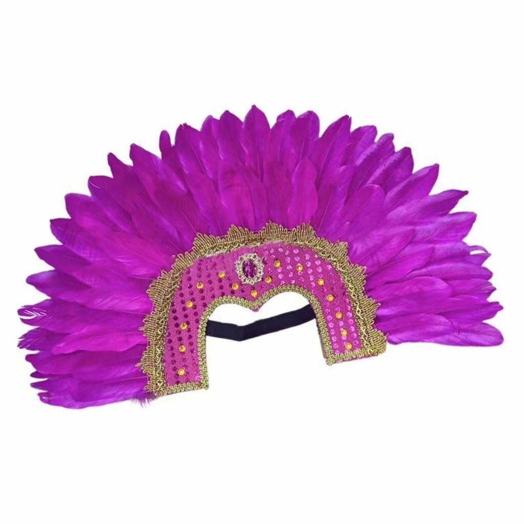 (1 шт.) Головной убор из перьев, бразильско-индийская повязка на голову-красный