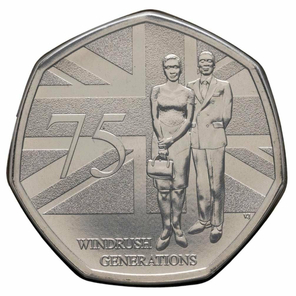 Великобритания 50 пенсов 2023 "75 лет поколению Виндраш", в буклете, Мельхиор медь-никель