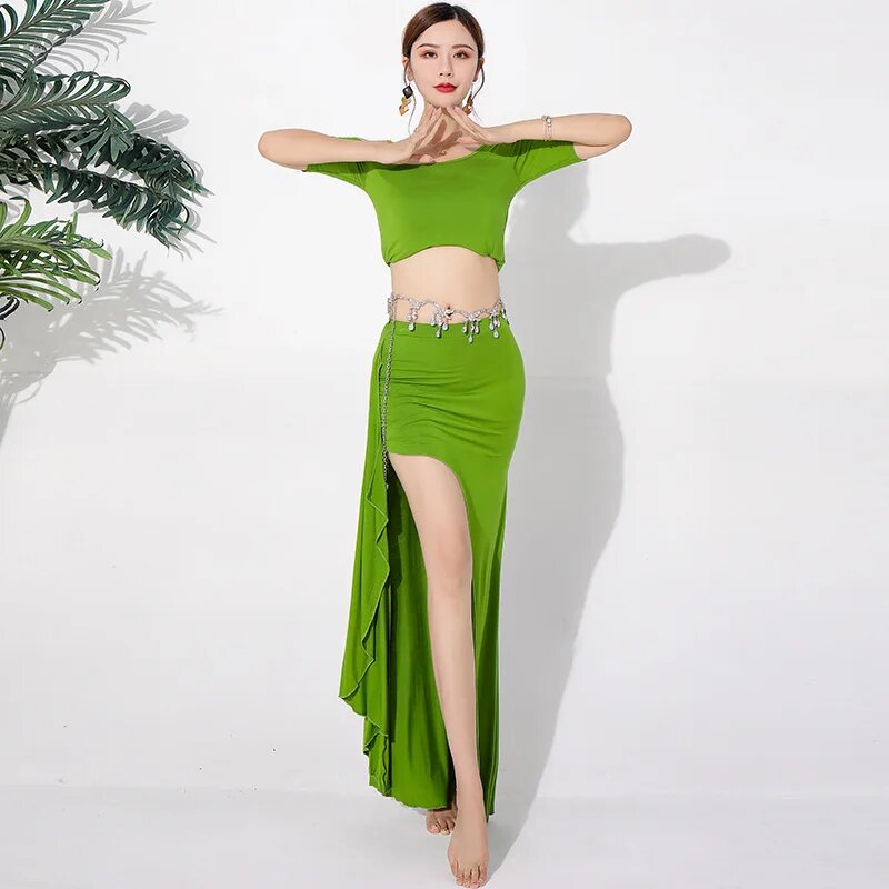 Женский костюм для танца живота из ацетата Изумрудный, XL, green 2