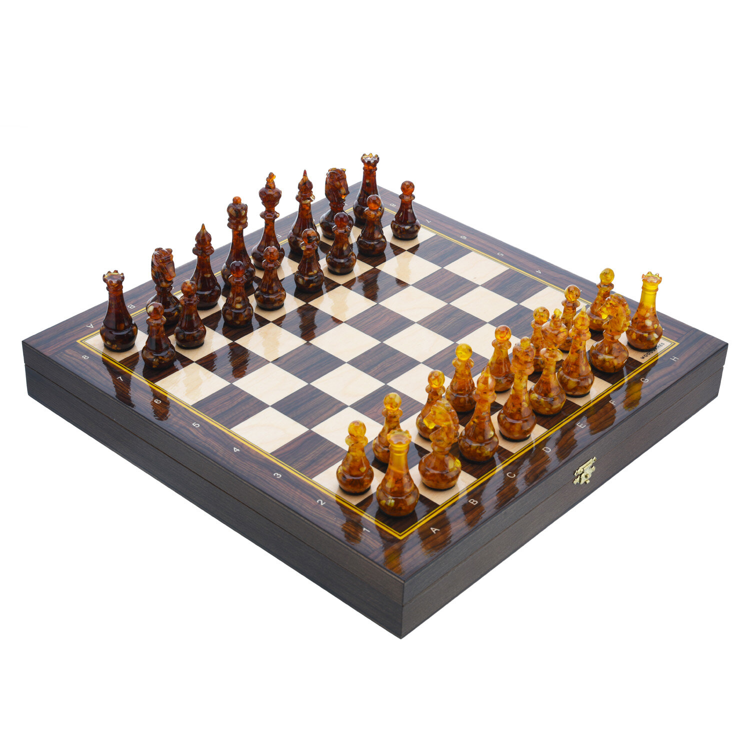 Шахматы-шашки с янтарными фигурами 37х37 см