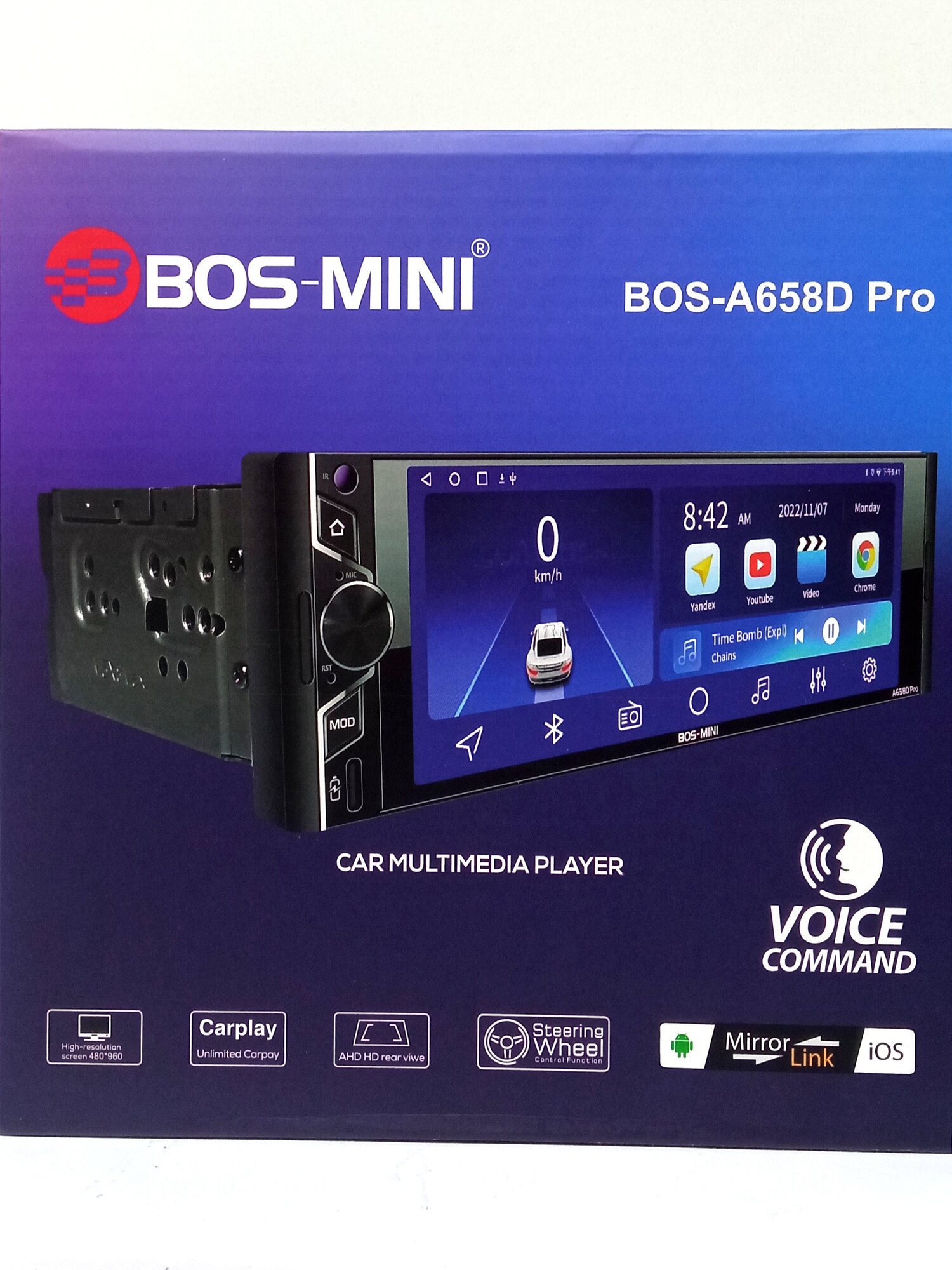 Автомагнитола 1DIN с экраном 6.58" Android 4+64GB BOS-MINI BOSA658D PRO