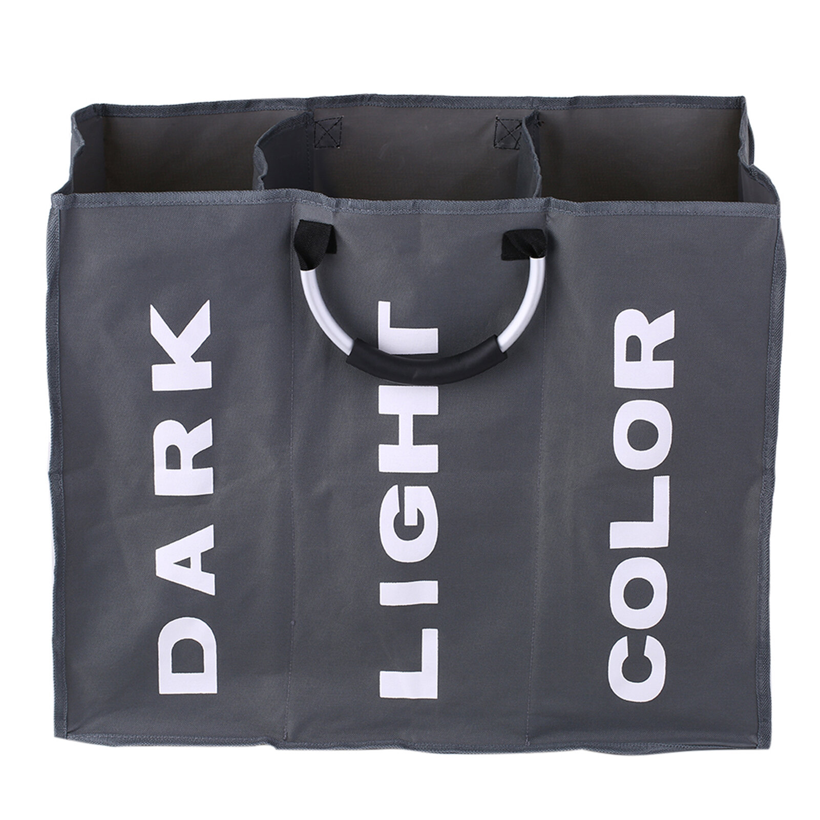 3-секционная большая складная оксфордская сумка-корзина для белья, сумка-органайзер для хранения грязной одежды с алюминиевыми ручками - темно-серый