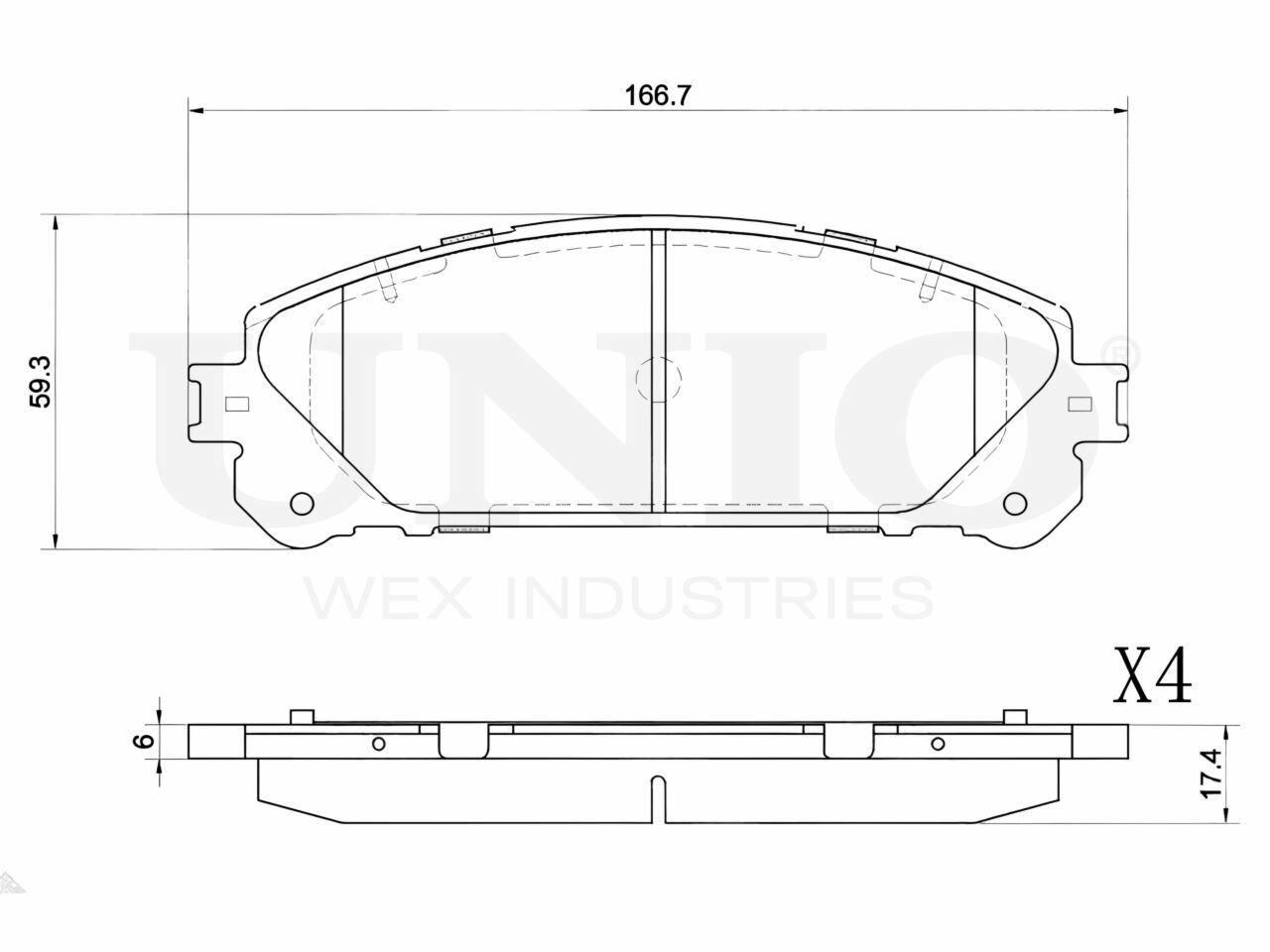 Колодки тормозные дисковые передние, для Тойота Рав 4 (A40, A50) 12-, Хайлендер (XU40, XU50) 07-, Лексус RX (AL10 AL20) 08- Toyota Rav Highlander Lexus 08- артикул BRP-20264 производителя UNIO