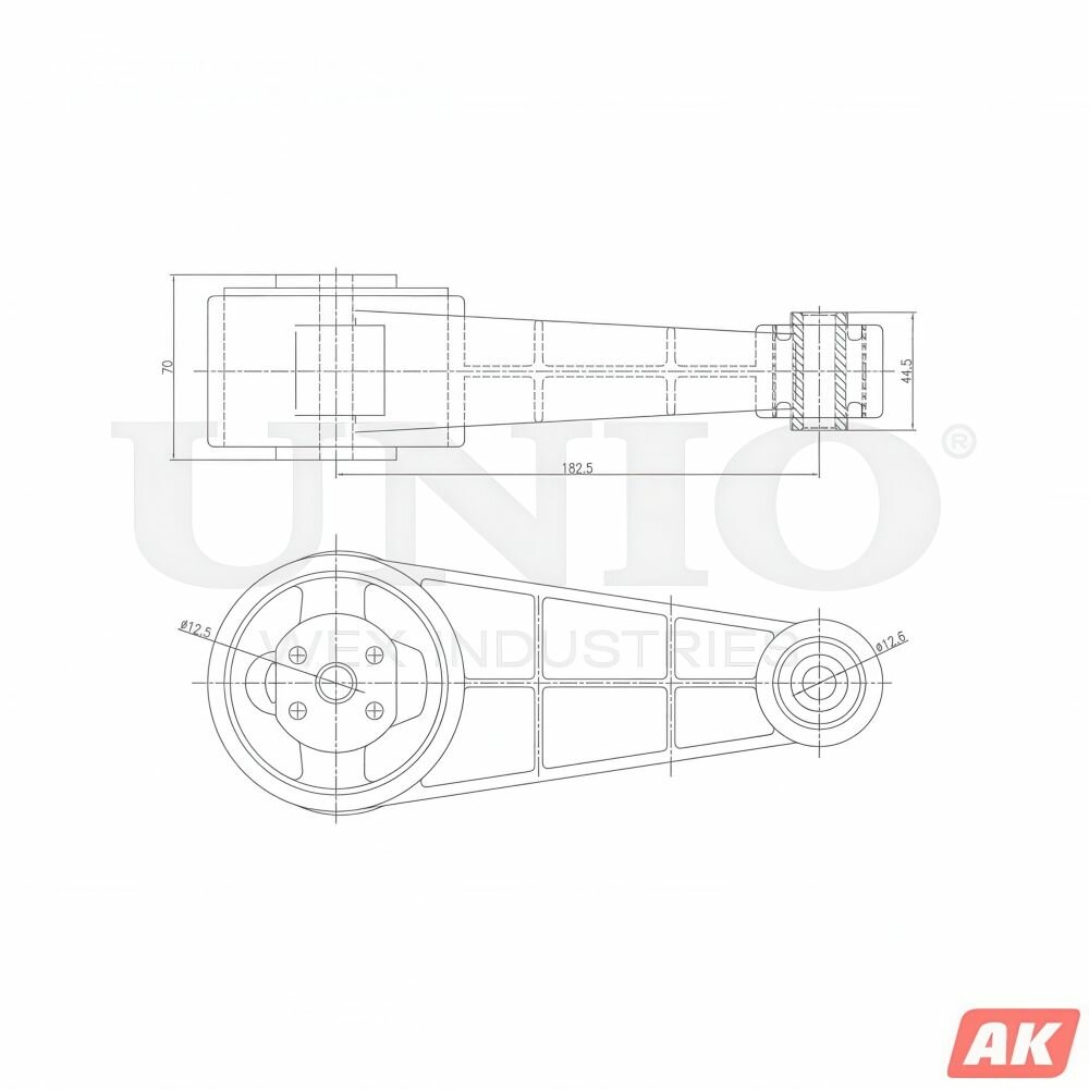 Опора двигателя задняя, для Шевроле Лачетти (J200) 05-, Дэу Нубира (KLAN) 03-, Chevrolet Lacetti Daewoo Nubira 03-, артикул RMP-15116, производителя UNIO