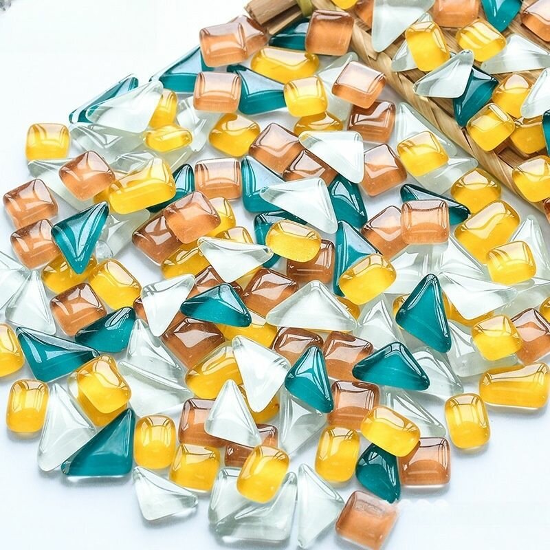 Стеклянная крошка, мозаика кусочки, около 140-160шт/200г