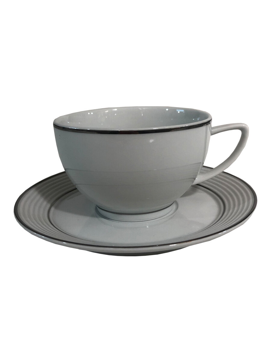 Чашка с блюдцем "Lea " 240 мл декор "Отводка платина"