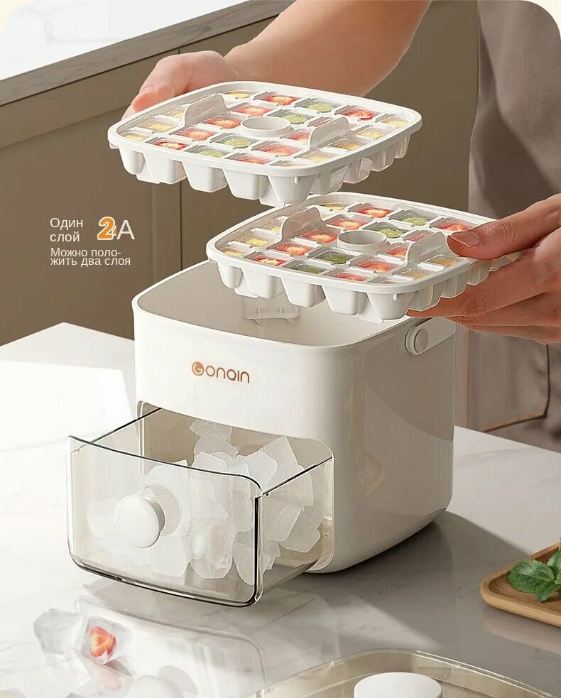 Пресс-форма для льда с решеткой, крупнотоннажное бытовое ведерко для льда, бытовой льдогенератор, белый