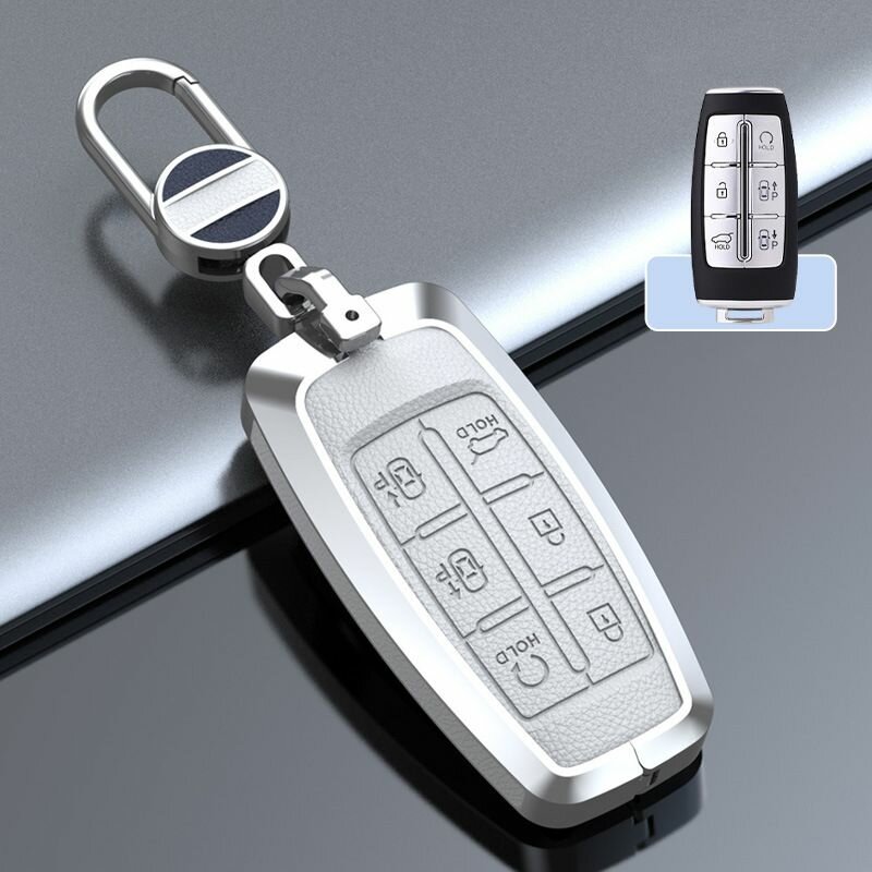 Кожаный чехол для ключей из сплава для Hyundai Genesis GV70 GV80 GV90 2020 2021 2022, аксессуары для ключей