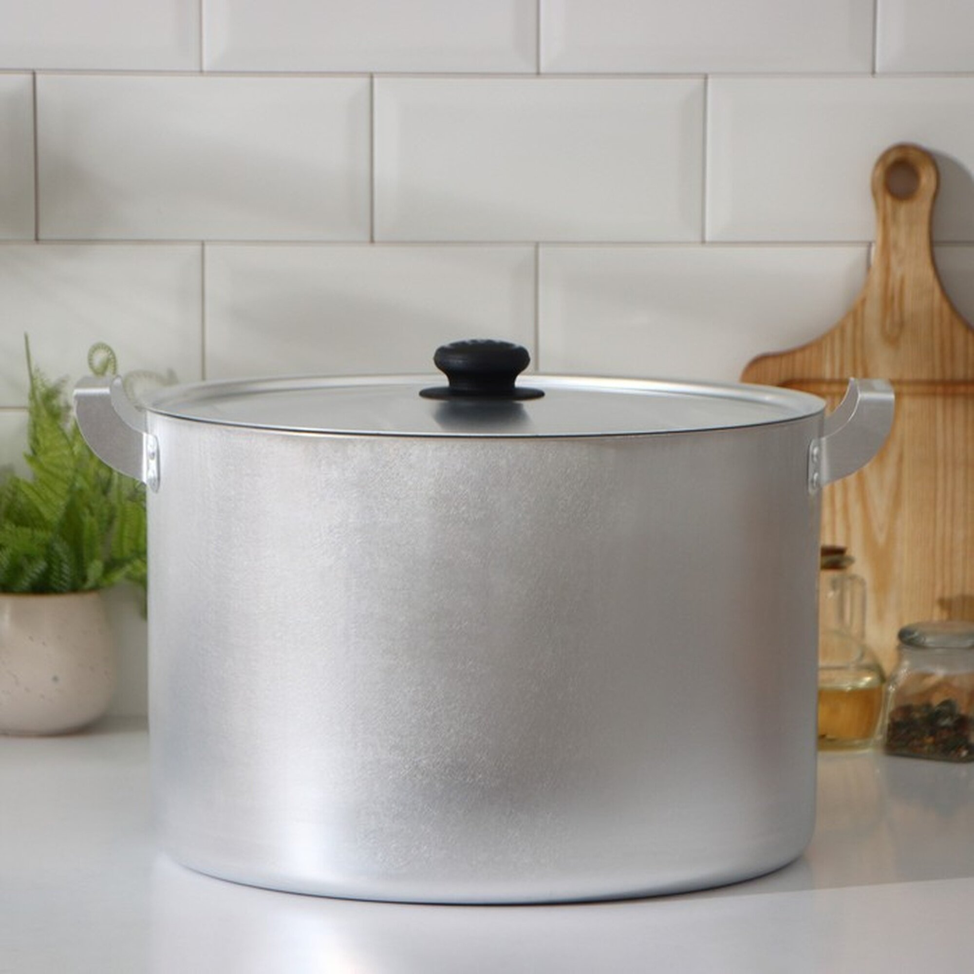 Кастрюля Белая калитва, с крышкой, штампованный алюминий, 20 л, серый