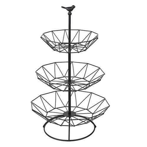 Декоративная столовая стойка держателя корзины с фруктами идеально подходит для овощей закуски кухни предметы домашнего хозяйства 3 уровня черный подносы для хранения