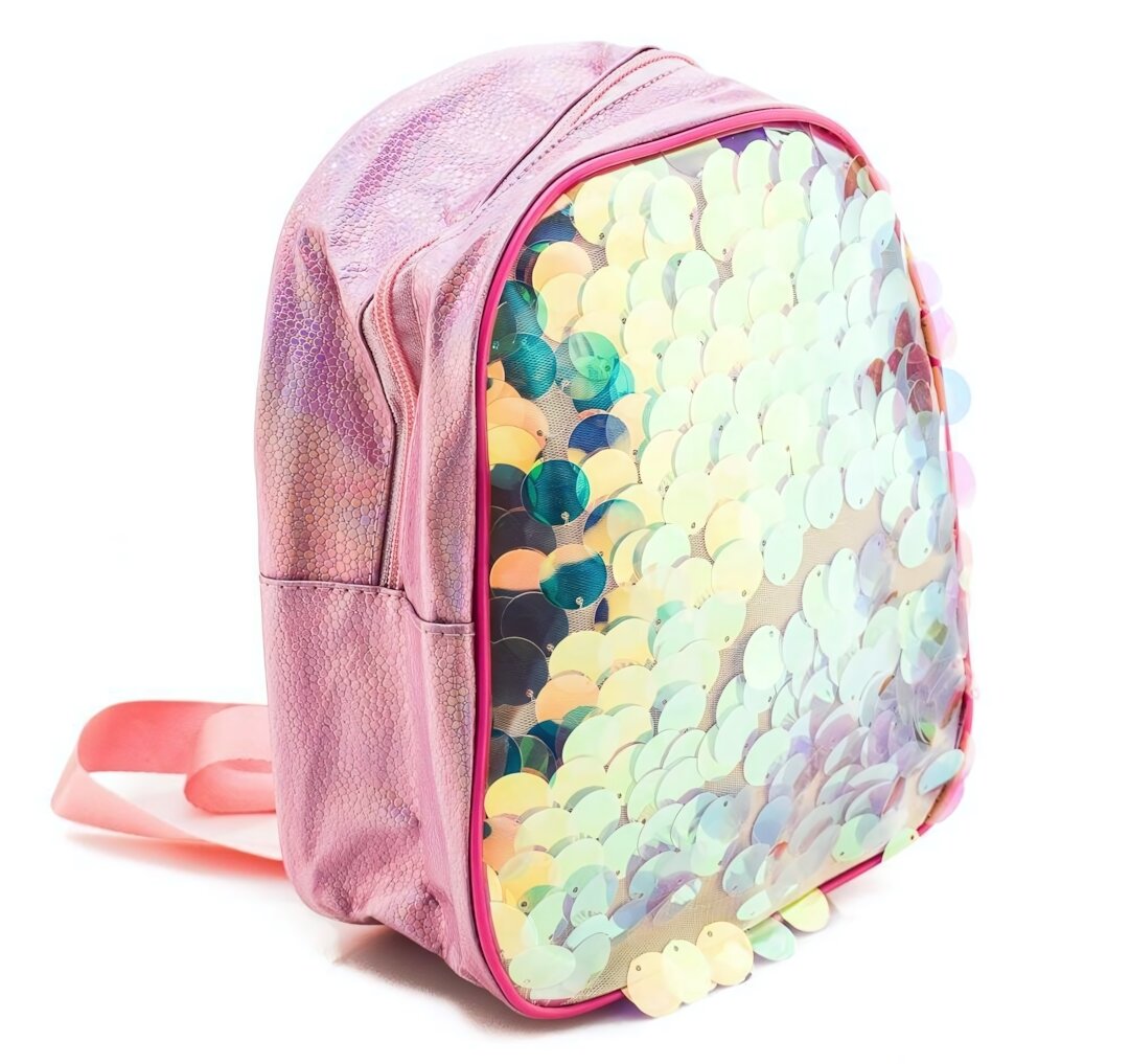 Рюкзак детский с пайетками, 23х20см, блестящий, для девочки, розовый/голубой/фиолетовый
