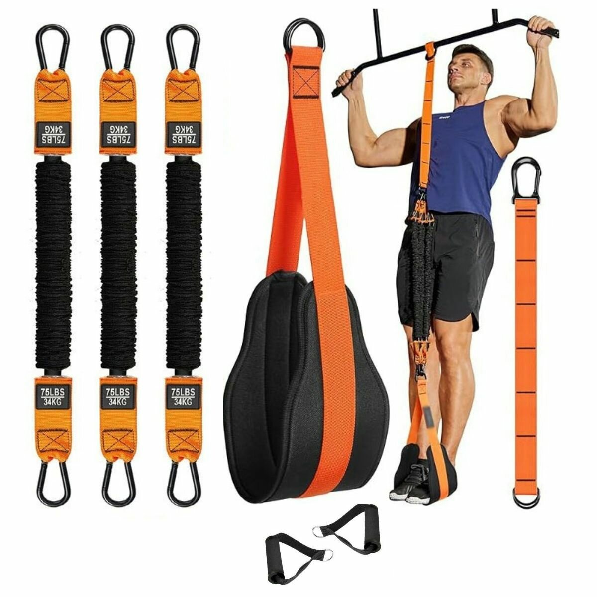 Эспандеры для подтягивания, Фитнес-резинка, Набор эспандеров, оранжевый 225lb