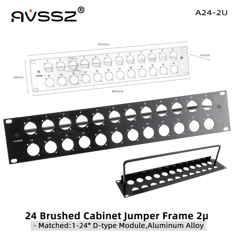 Патч-панель AVSSZ 19", 8/12/16/24 каналов A24-2U Al Alloy 2u