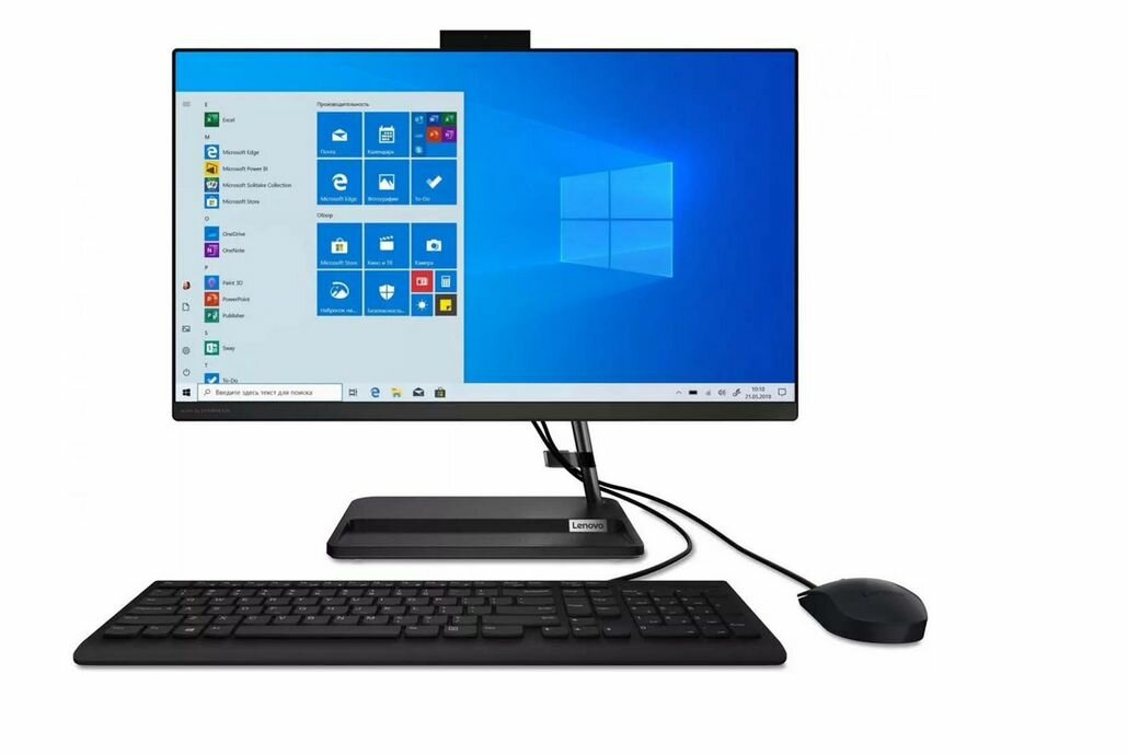 23.8" Моноблок Lenovo IdeaCentre AIO 3 24ALC6 (F0G10027RK) черный - 1920x1080, IPS, AMD Ryzen 3 5300U, ядра: 4 х 2.6 ГГц, 8 ГБ, SSD 512 ГБ, AMD Radeon Graphics, Windows 10 Home