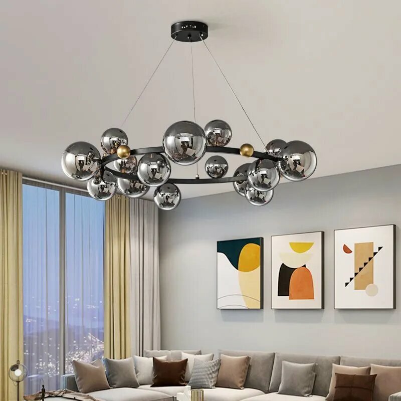 Современная люстра в скандинавском стиле – звездное небо для гостиной и спальни (3D эффект, диммирование, 3 цвета)