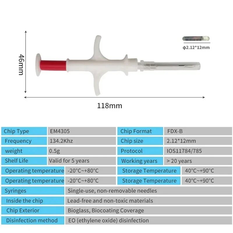 Микрочипы для животных EM4305 100 шт. 100pcs 2.12x12mm