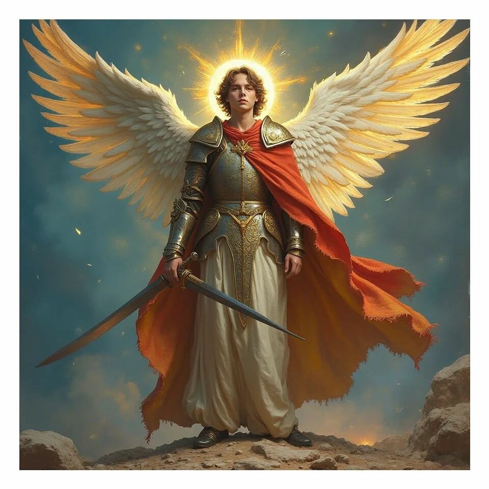 Алмазная картина "Боевой ангел" алмазная огранка 40х50 см,40x50cm, белый