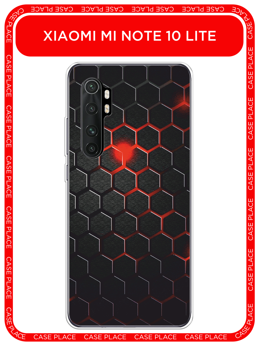 Чехол на Xiaomi Mi Note 10 lite / Сяоми Ми Нот 10 лайт с принтом Фон соты красные