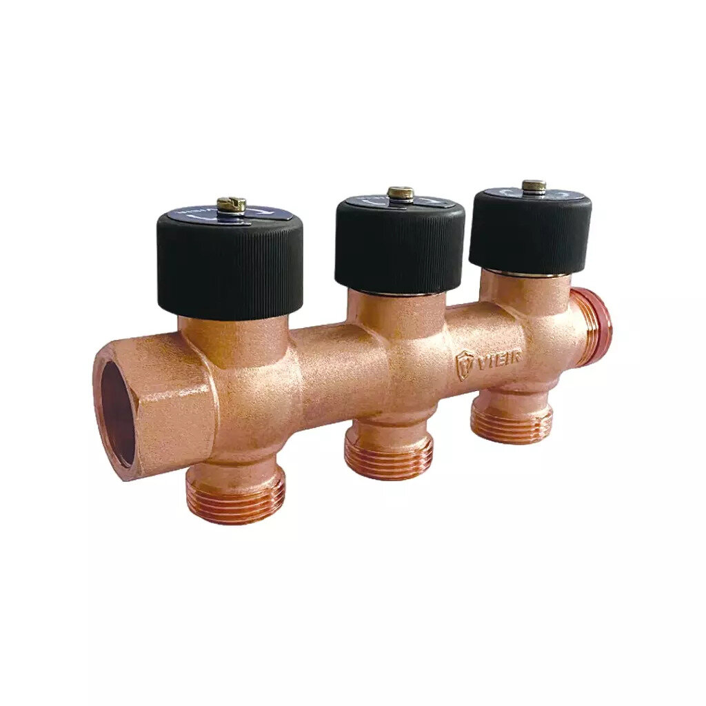 Коллектор водоразборный 3/4″x 3 выхода с регулировочными вентилями Vieir VR507-3