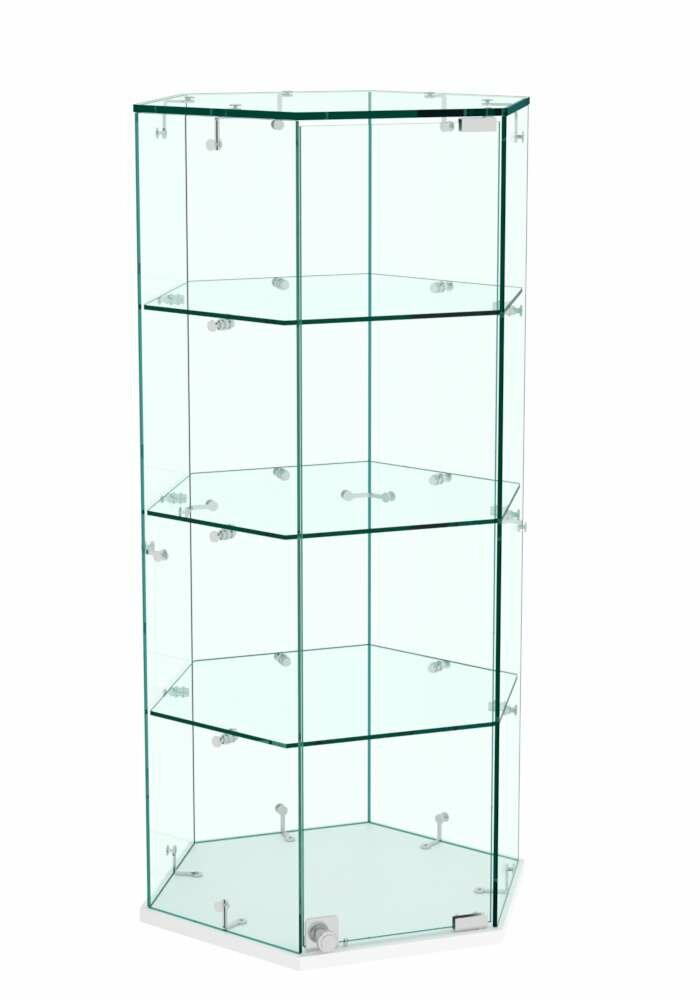 Витрина Истра настольная шестигранная №5 (прозрачная), Белый