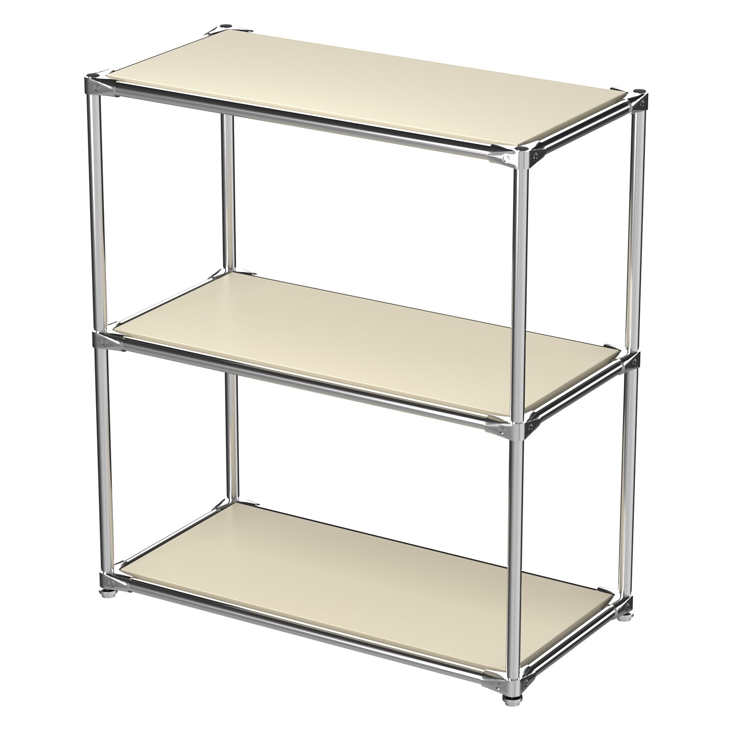 Хромированный стеллаж стиль №3а-3 с прочными полками, Крем Вайс
